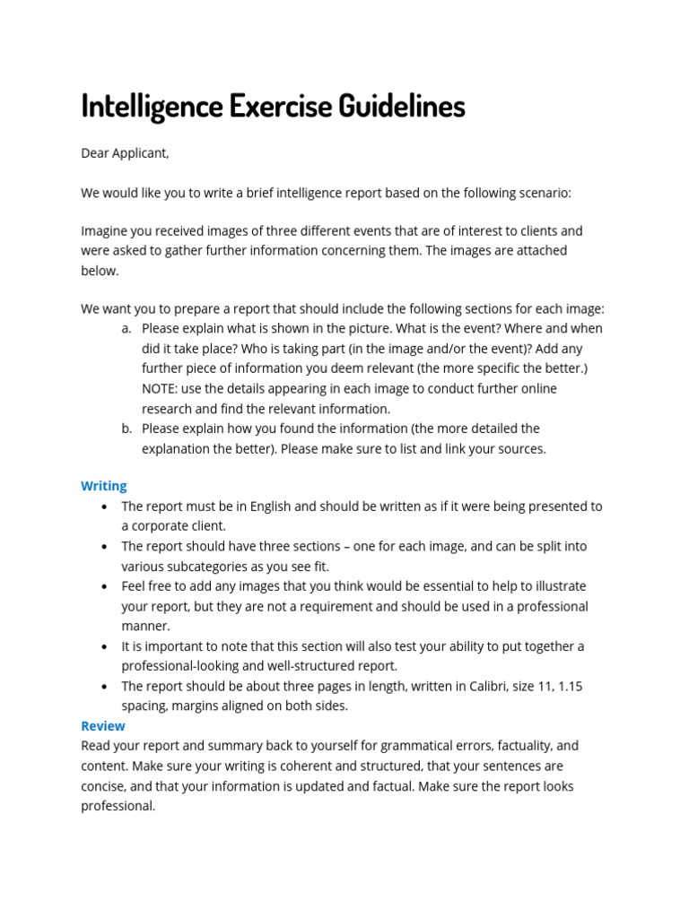 MAX - Intelligence Exercise Writing Guidelines - WEBINT | PDF ...
