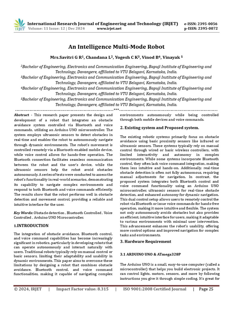 chandu paper | PDF | Arduino | Electric Motor