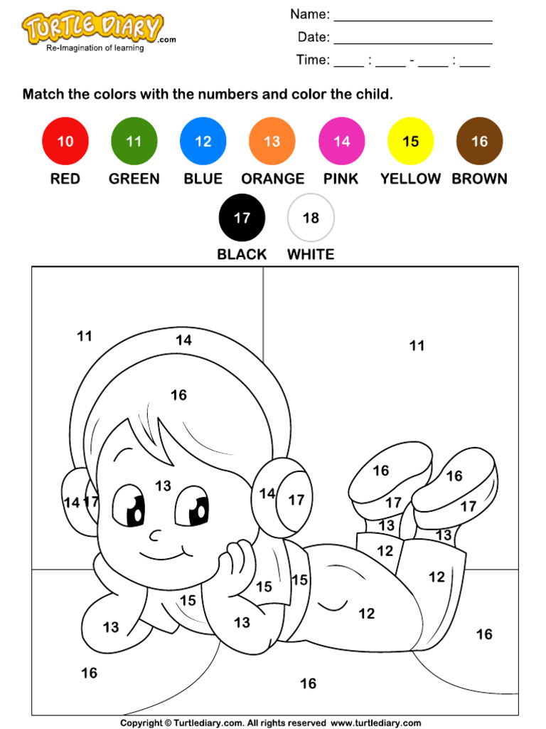 Color The Child by Numbers | PDF