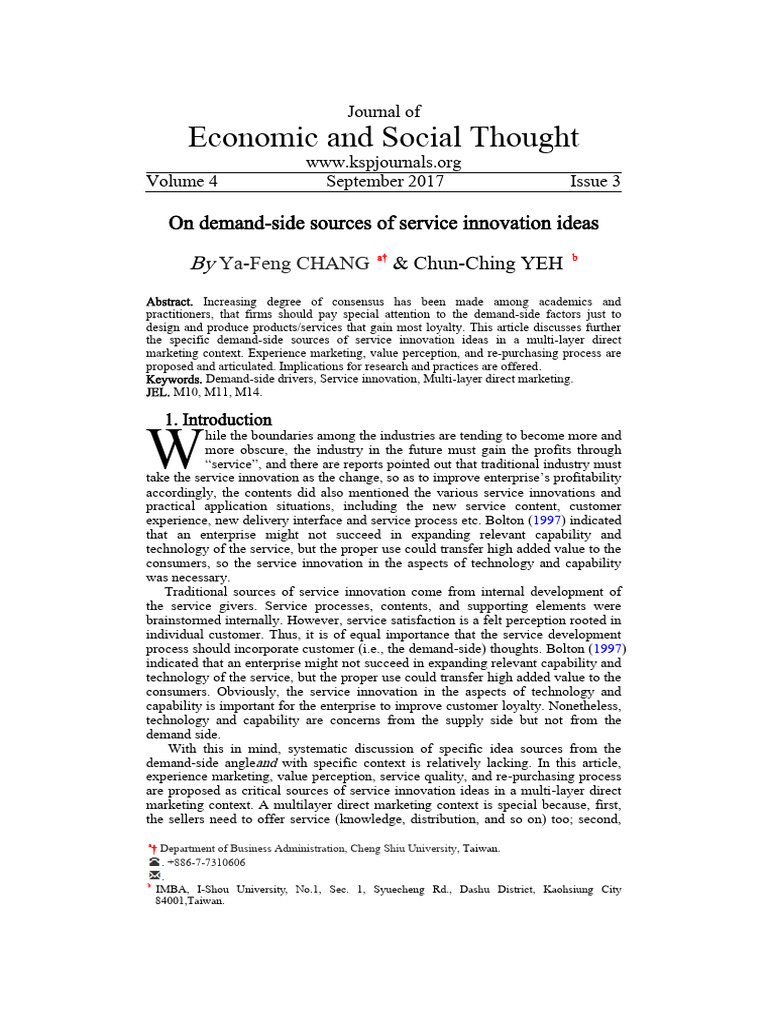 Kspjournals, A8. Ya-Feng Chang, Chun-Ching Yeh 2 | PDF | Innovation ...