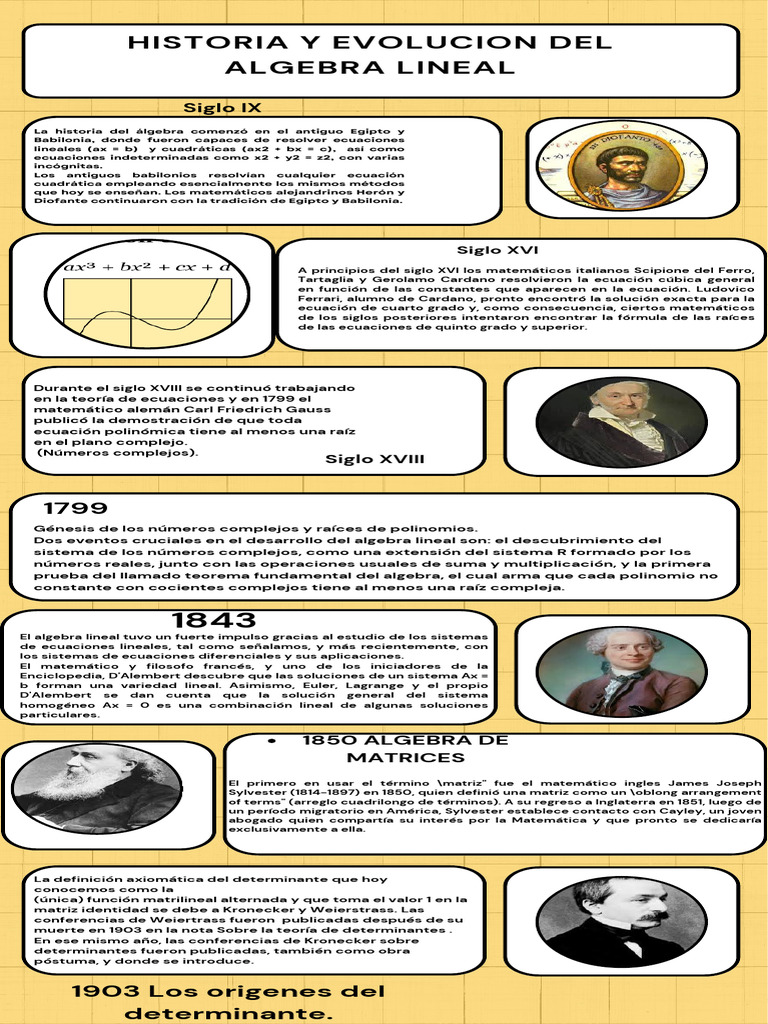 Historia Y Evolucion Del Algebra Lineal Pdf Ecuaciones Número