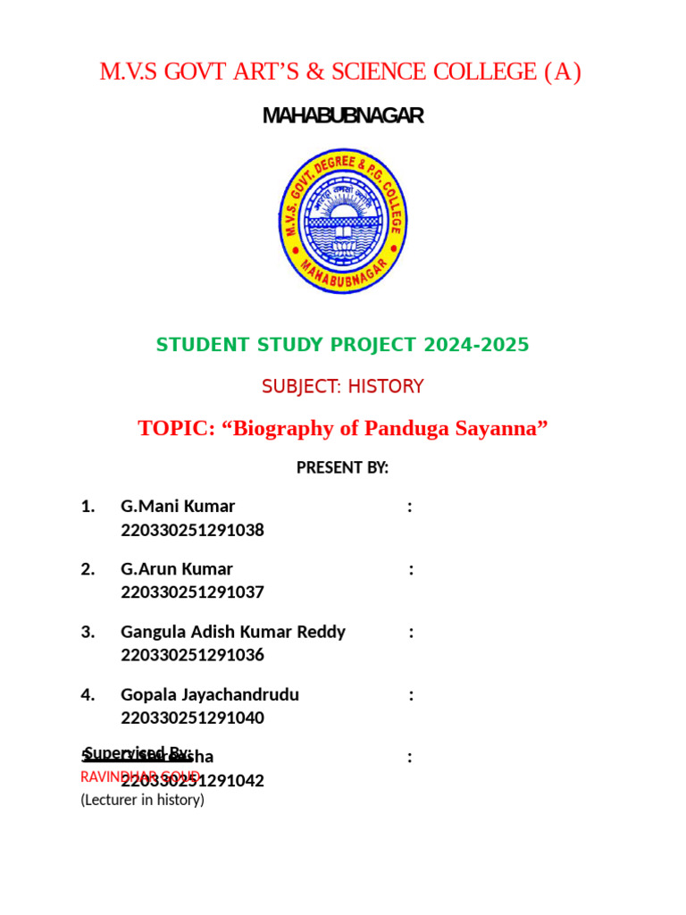 Biography of Panduga Sayanna | PDF | Oral History