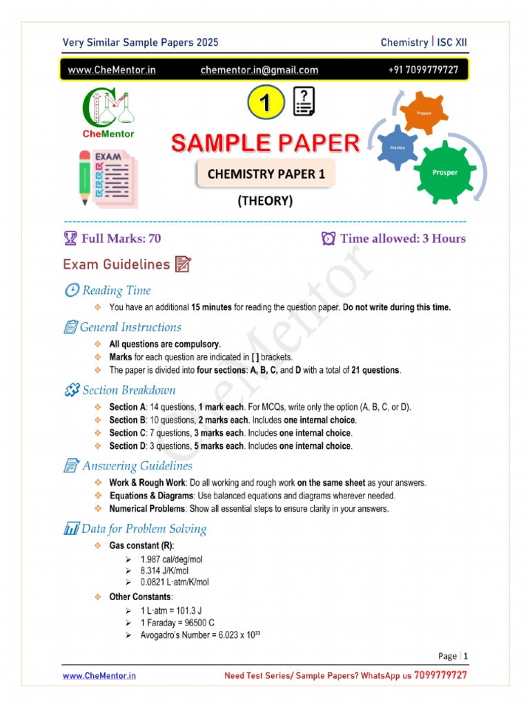 Sample Paper 1 (QP) | PDF