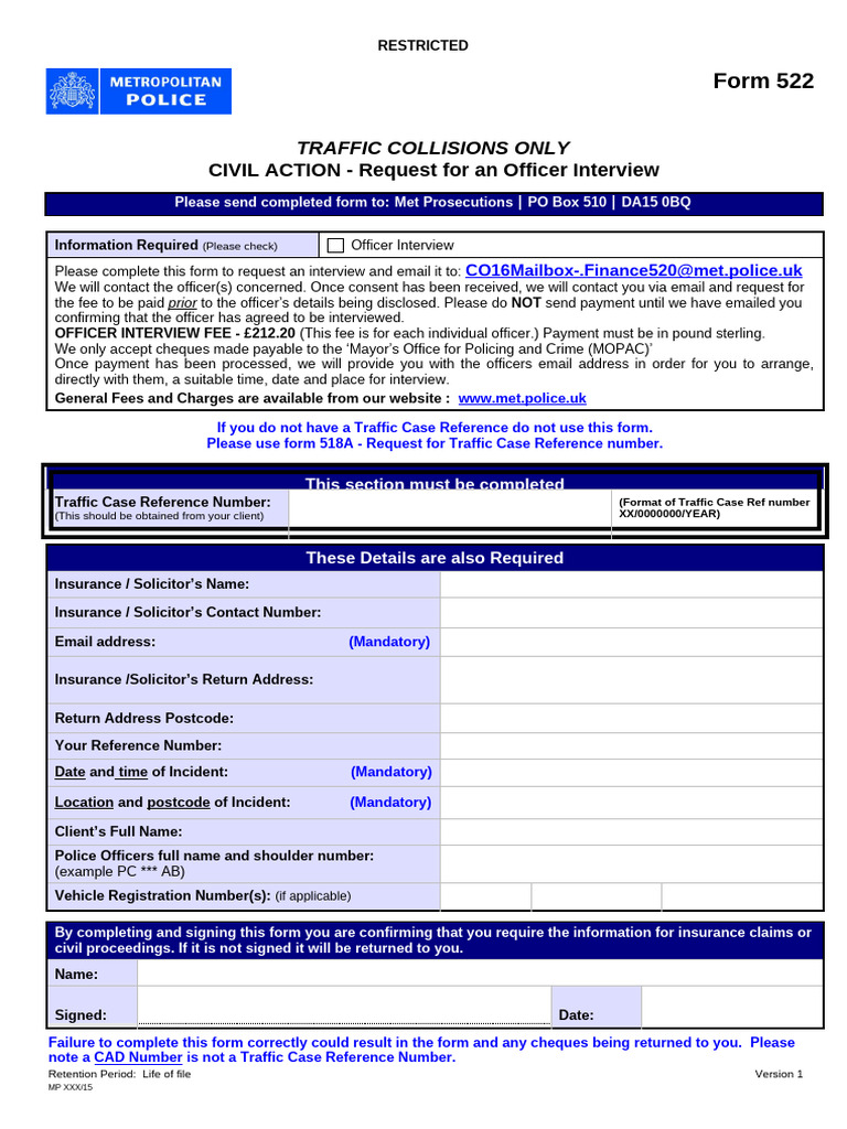 Request for an Officer Interview Form 522 2 | PDF
