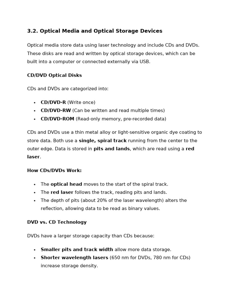 3.2. Optical Media and Optical Storage Devices | PDF | Dvd | Blu Ray