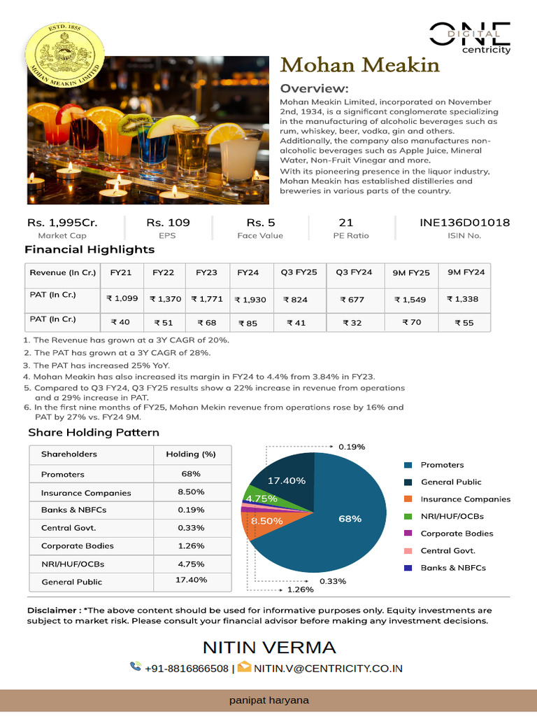 Mohan Meakin Concept Note (One Digital) | PDF | Fermented Drinks | Alcohol