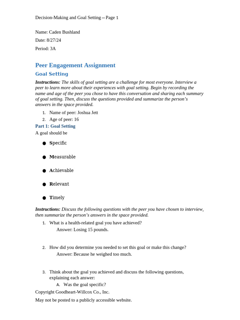 SMART Peer Engagement-CB | PDF | Goal Setting | Goal