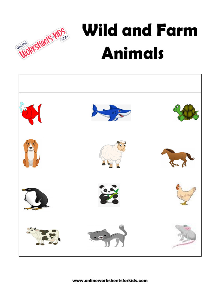 Wild and Farm Animals Worksheets 1 | PDF