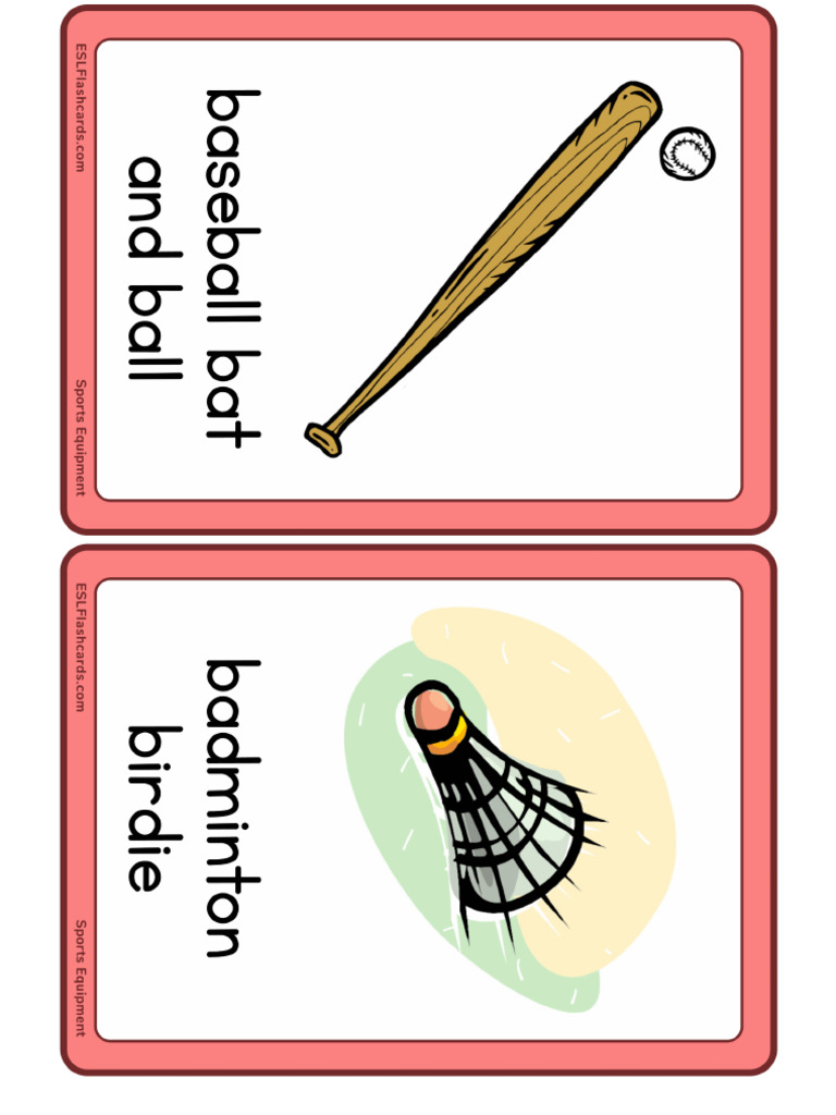 Sports Equipment Medium Flashcards With Labels | PDF