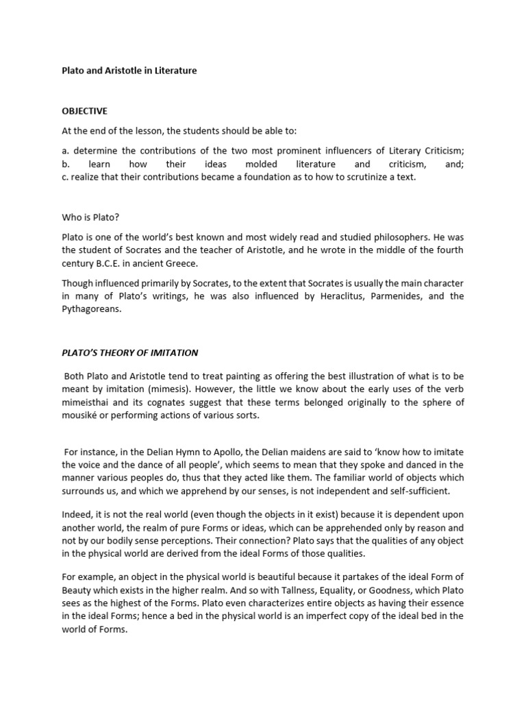 Plato and Aristotle in Literature | PDF | Plato | Idea
