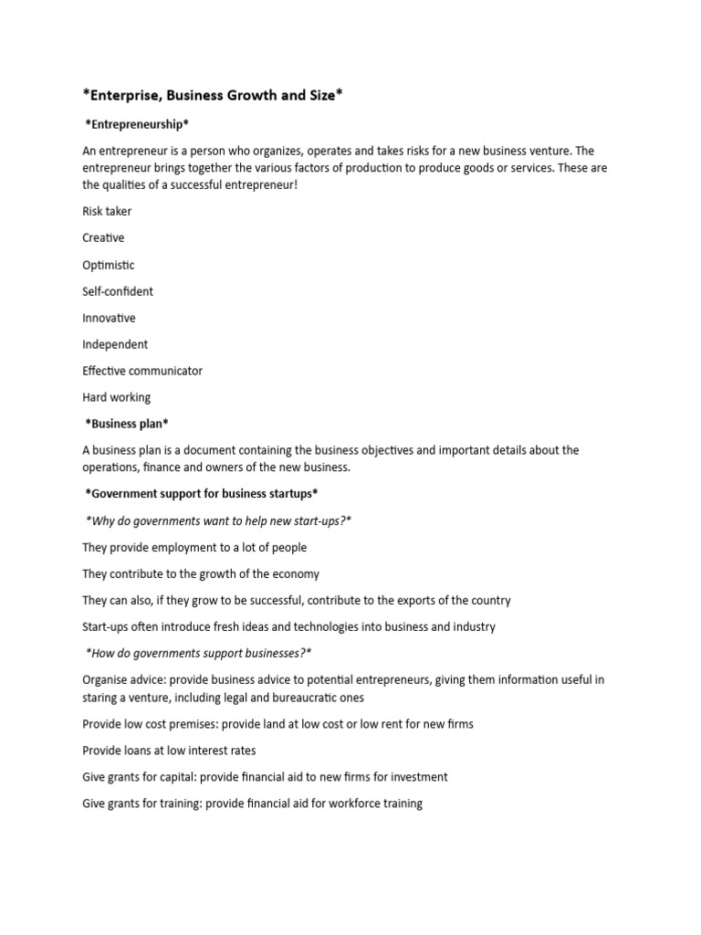 Enterprise, Business Growth and Size | PDF | Entrepreneurship | Startup ...