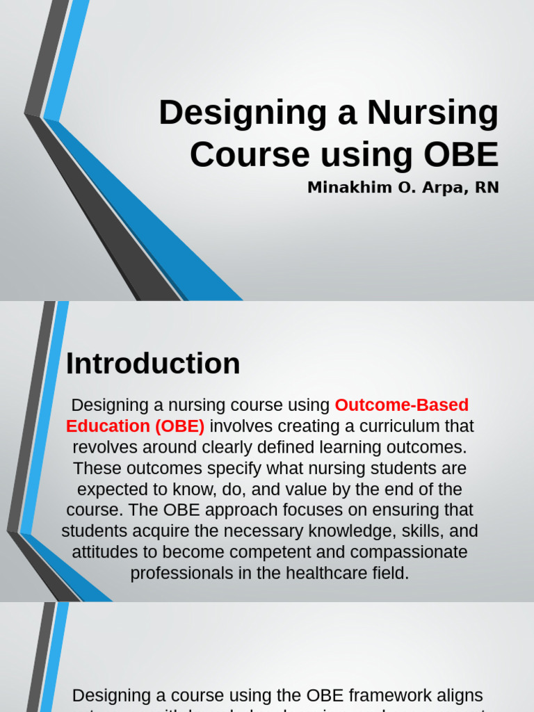 Designing A Nursing Course Using OBE - PPTX MNE Presentation | PDF | Childbirth | Educational ...