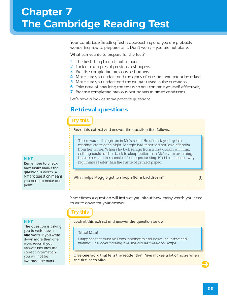Preparing for the Cambridge Reading Test | PDF | Multiple Choice | Question