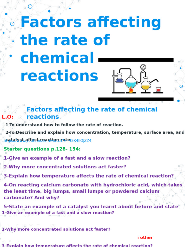 Factors Affecting The Rate of Chemical Reactions | PDF | Reaction Rate ...