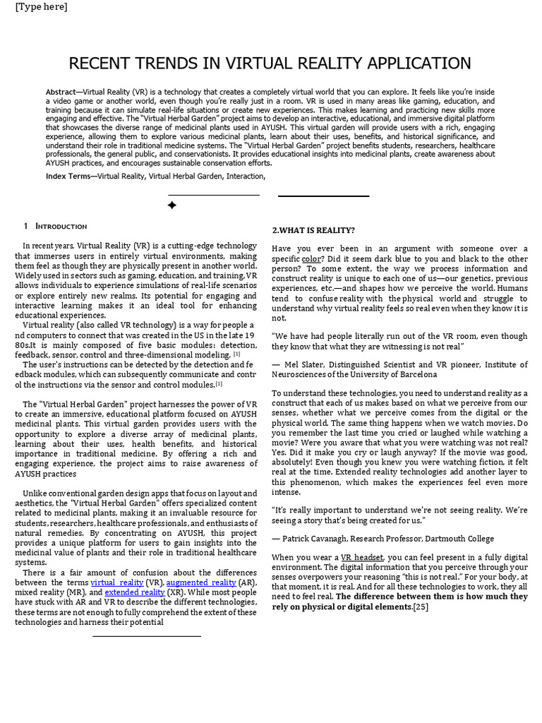 Virtual Herbal Garden Review Paper 2 | PDF | Virtual Reality | Augmented Reality