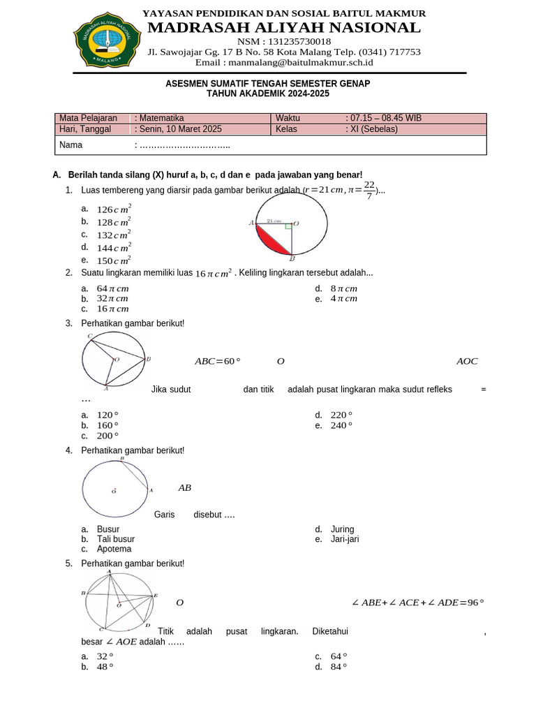 11 - Soal ASTS Genap Matematika | PDF