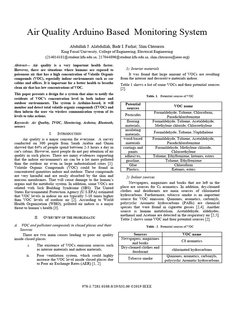 Air Quality Arduino Based Monitoring System | PDF | Volatile Organic Compound | Chemical Substances