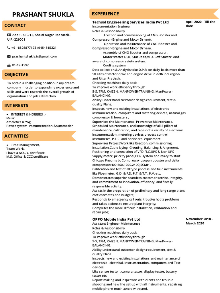 Resume 22 07 2024 03 46 27 PM | PDF | Instrumentation | Programmable Logic Controller