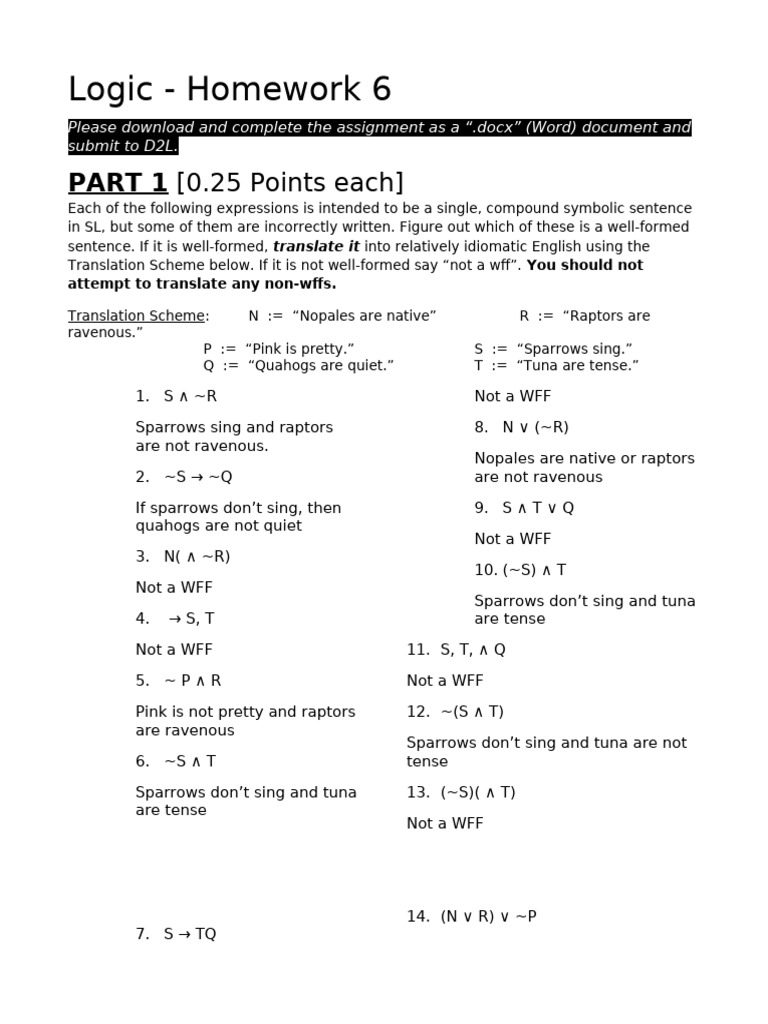 Logic - Homework 6 (RevF22) (1) | PDF | Argument | Logic