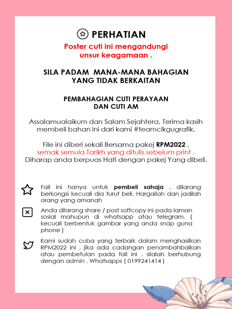 Pembahagian Cuti Kelepasan Am 2022 | PDF