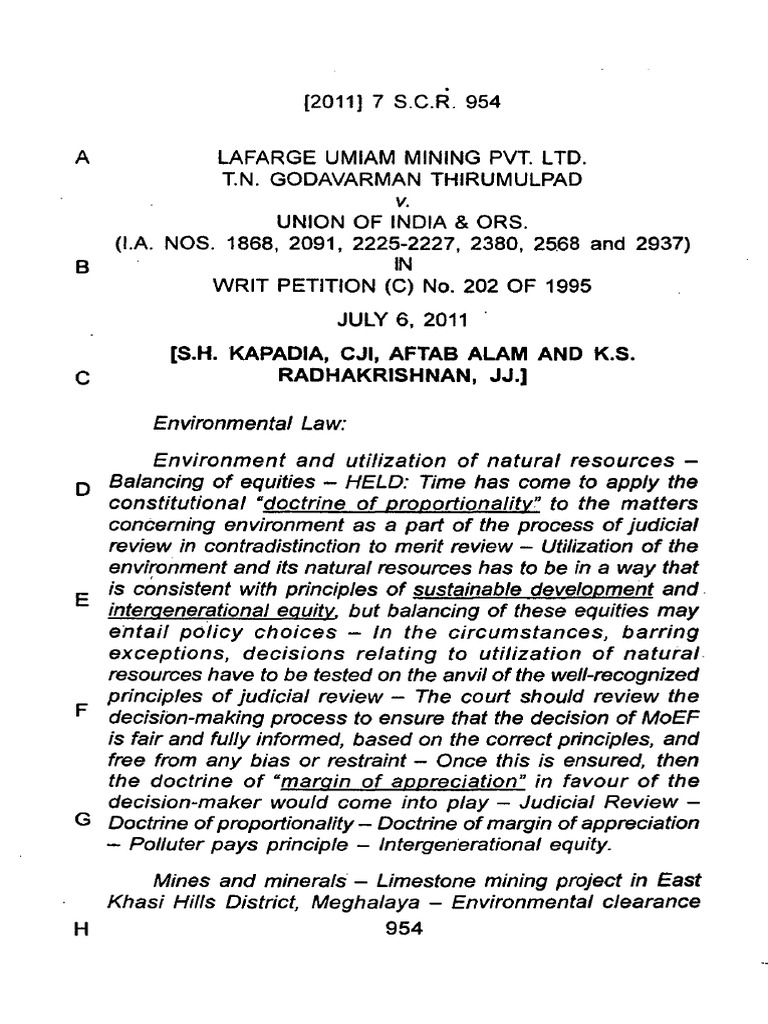 Lafarge Umiam Mining Case Summary | PDF | Environmental Impact ...