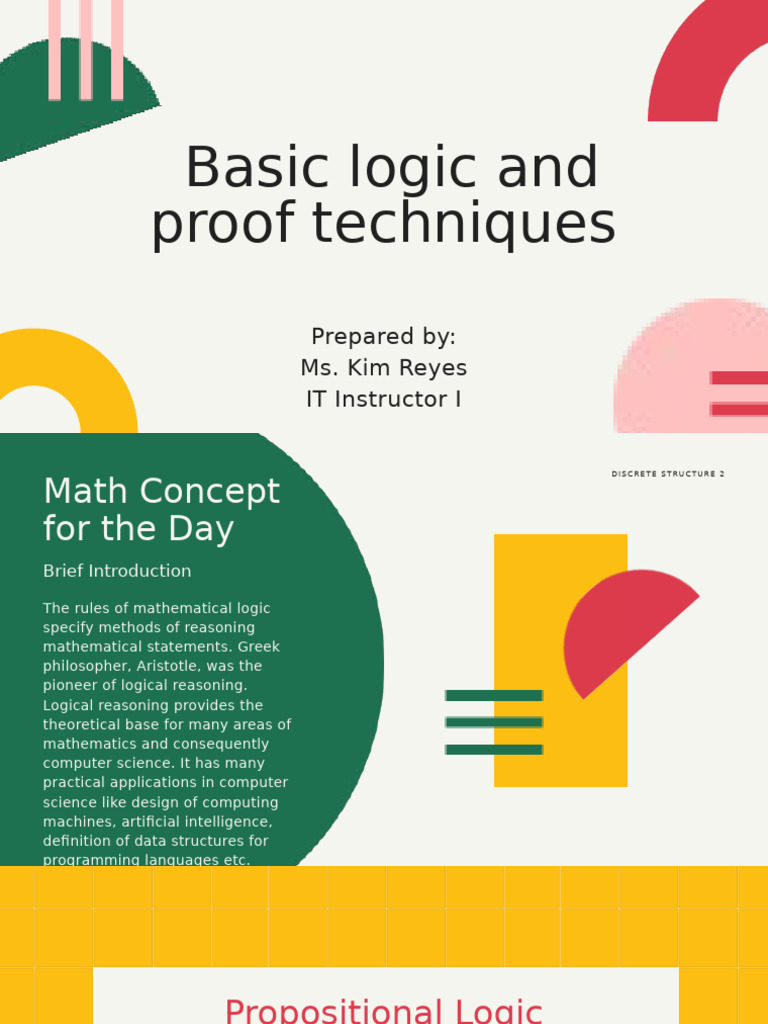Lesson 3 Lesson 3 Logic and Proof Techniques | PDF | Logic | Proposition