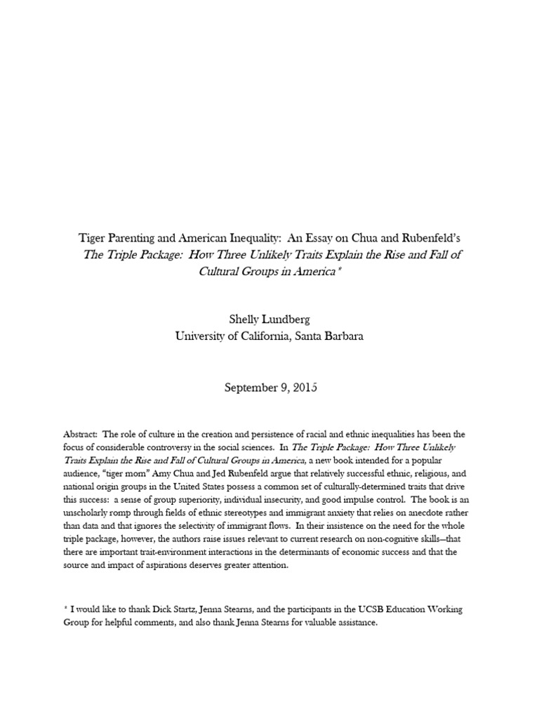 Critique of The Triple Package's Claims | PDF | Immigration | Self Control