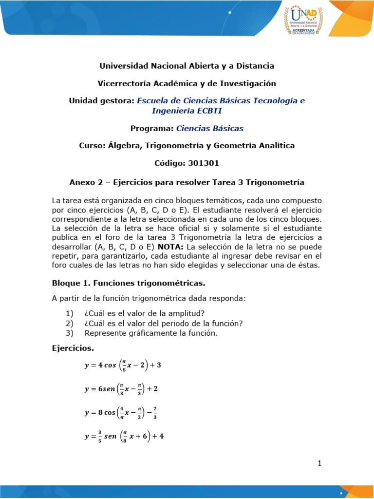 Anexo 2 - Ejercicios para Resolver Tarea 3 Trigonometría | PDF | Triángulo | Matemáticas