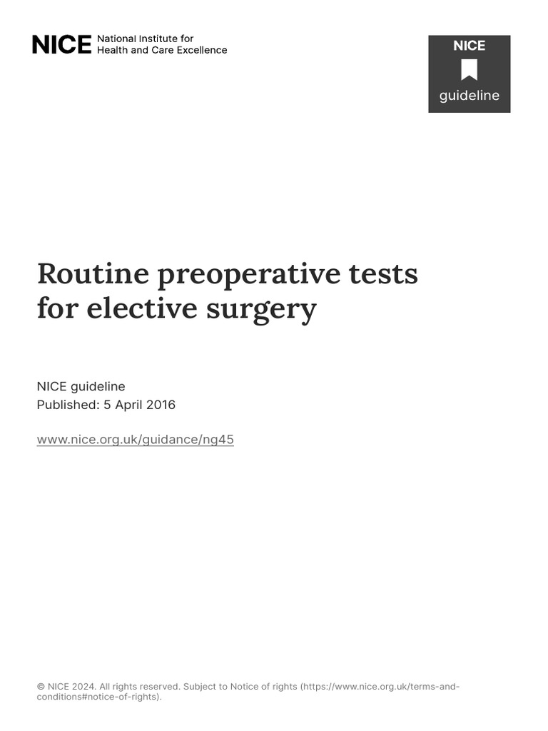 Routine Preoperative Tests For Elective Surgery PDF 1837454508997 | PDF ...