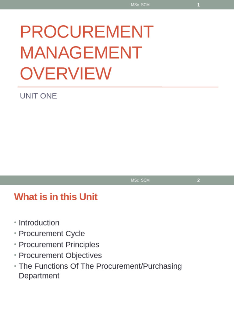 Procurement Management Overview Guide | PDF | Procurement | Supply ...