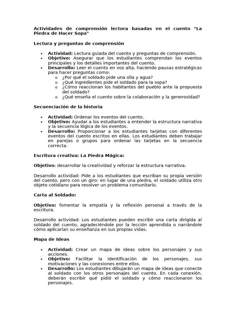 4 A y B Activ La Piedra de Hacer Sopa | PDF | Cuentos | Comunicación humana