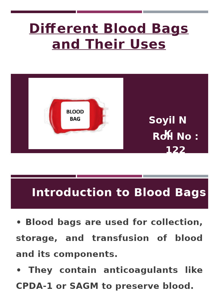 Types of Blood Bags and Their Uses | PDF