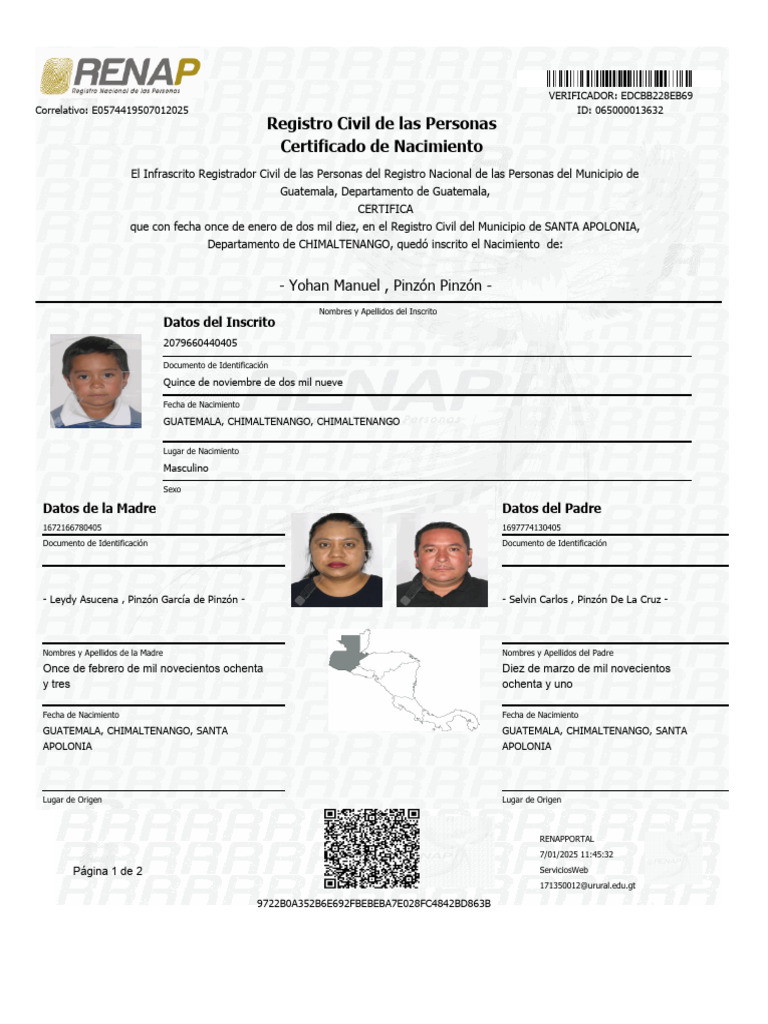 RENAP Cert 102667660 | PDF | Autenticación