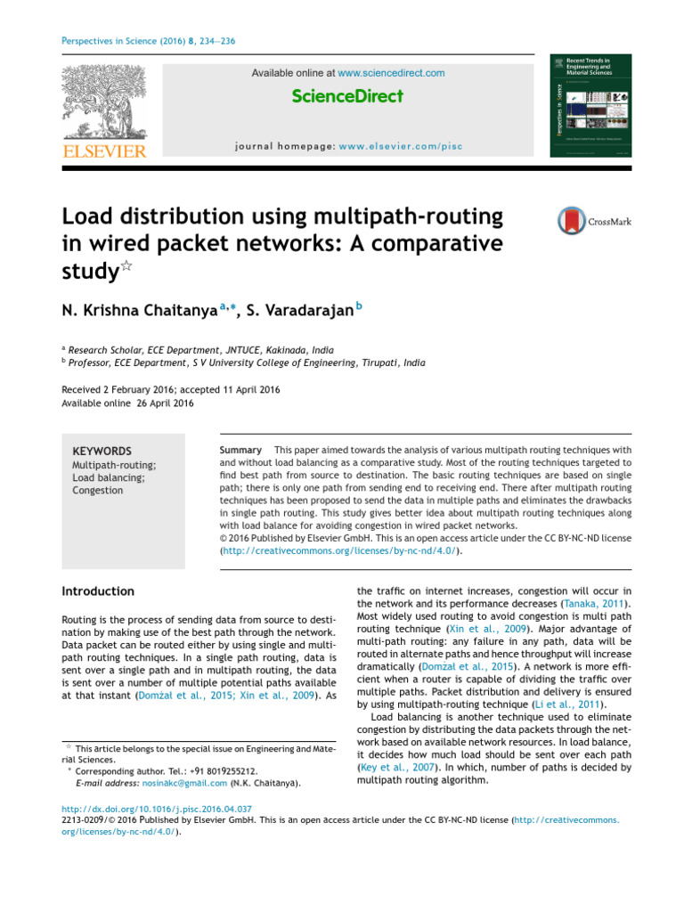 Load Distribution Using Multipath Routing in Wired Packe - 2016 - Perspectives I | PDF | Routing ...