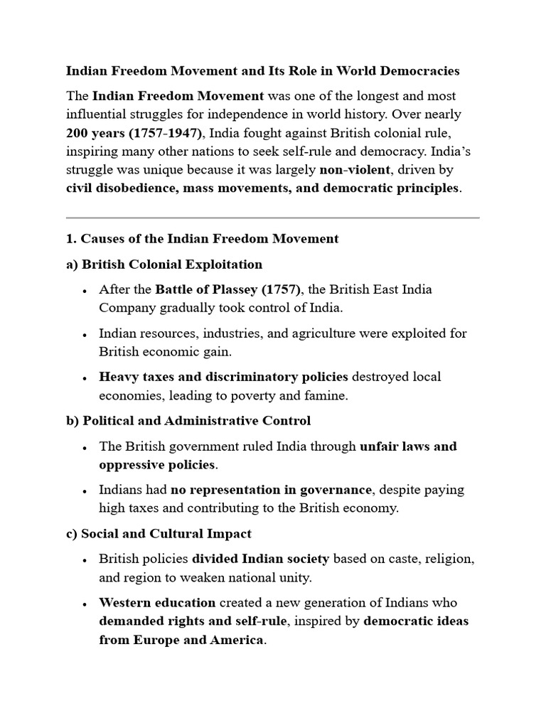 Indian Freedom Movement's Global Impact | PDF | British Raj | Indian ...