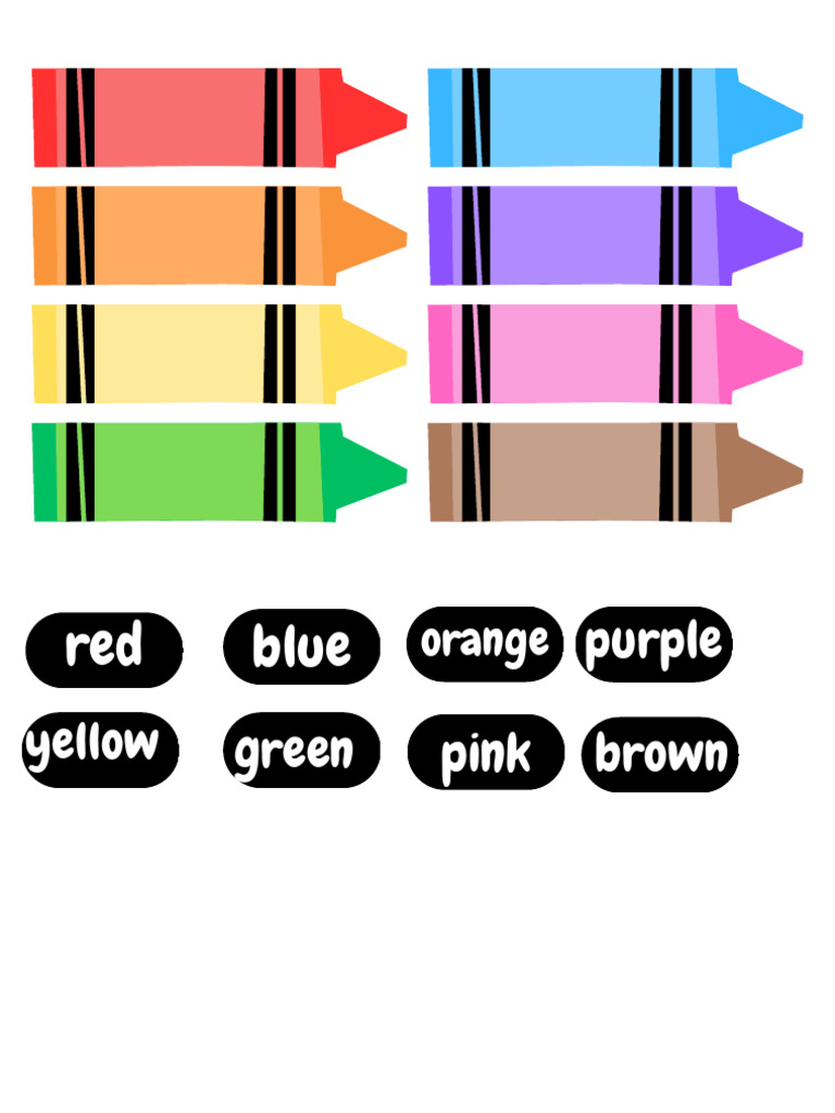 Small Crayon Color Flashcards in Colorful Illustrative Style | PDF