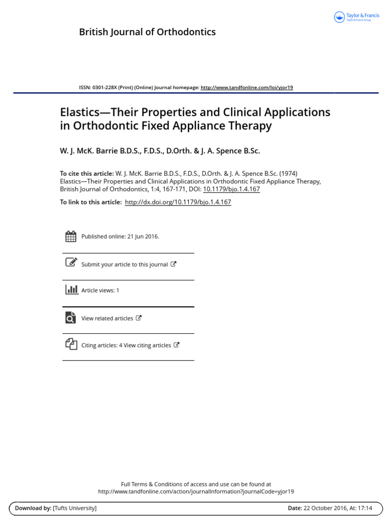 Elastics-Their Properties and Clinical Applications in Orthodontic ...