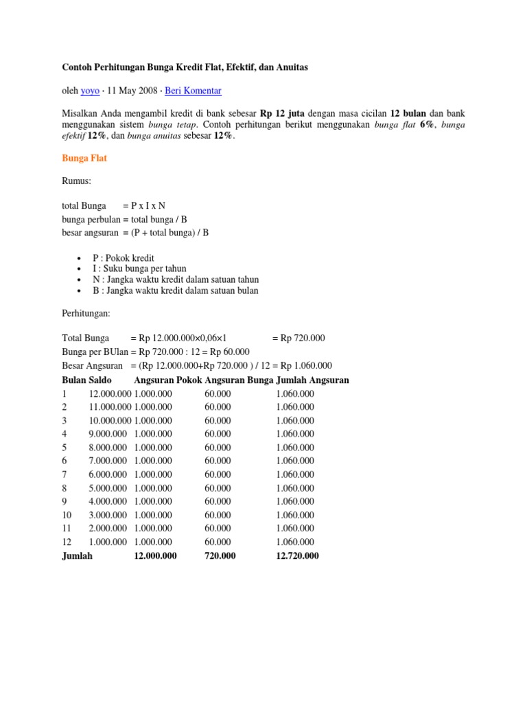 20+ Contoh Perhitungan Bunga Flat Terbaik - Informasi Seputar Tanaman Hias