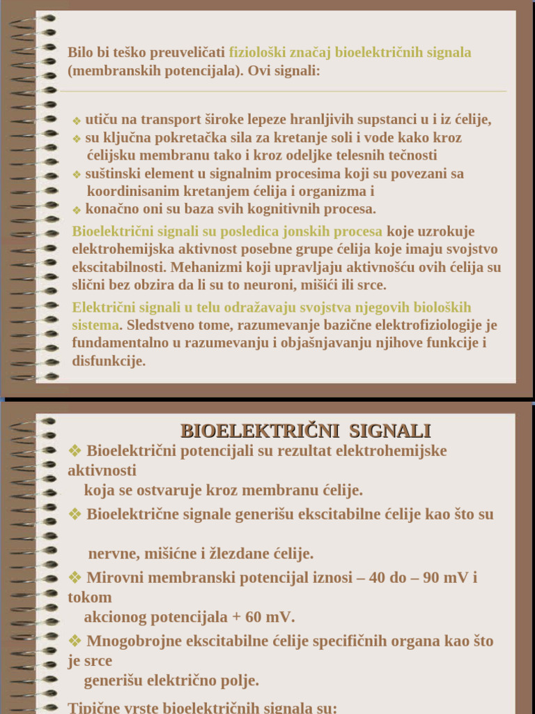Bioelektricni Fenomeni Ekscitabilnih Celija | PDF