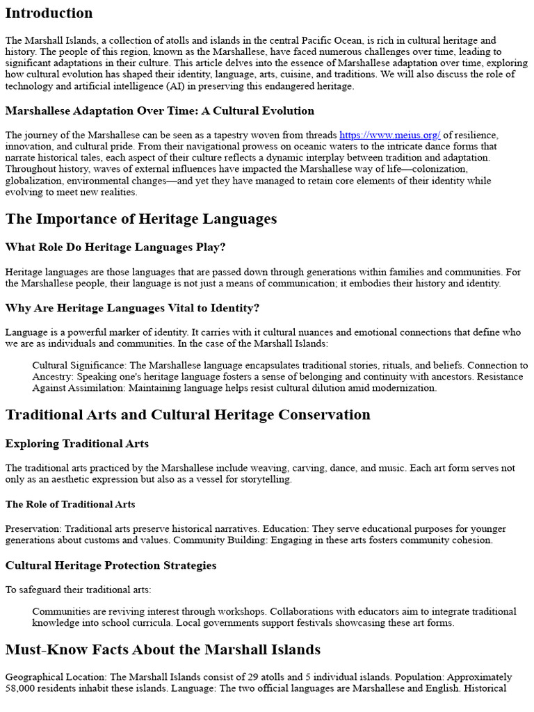 Marshallese Cultural Adaptation Insights | PDF | Marshall Islands ...