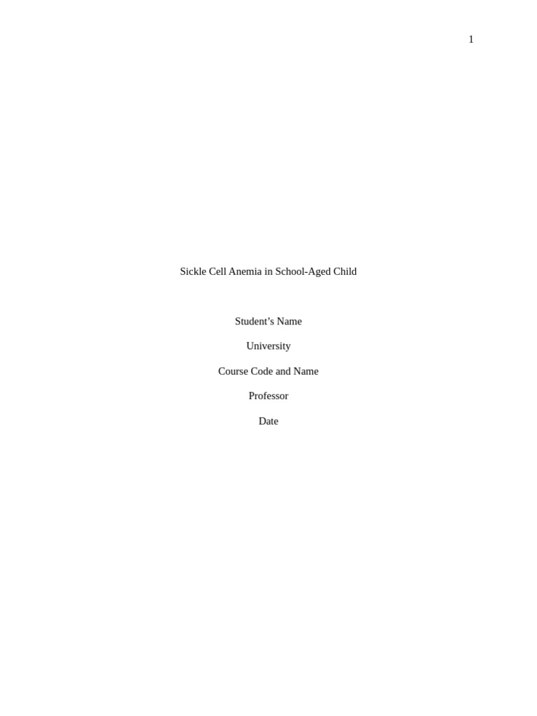 Sickle Cell Anemia in School | PDF | Anemia | Pain
