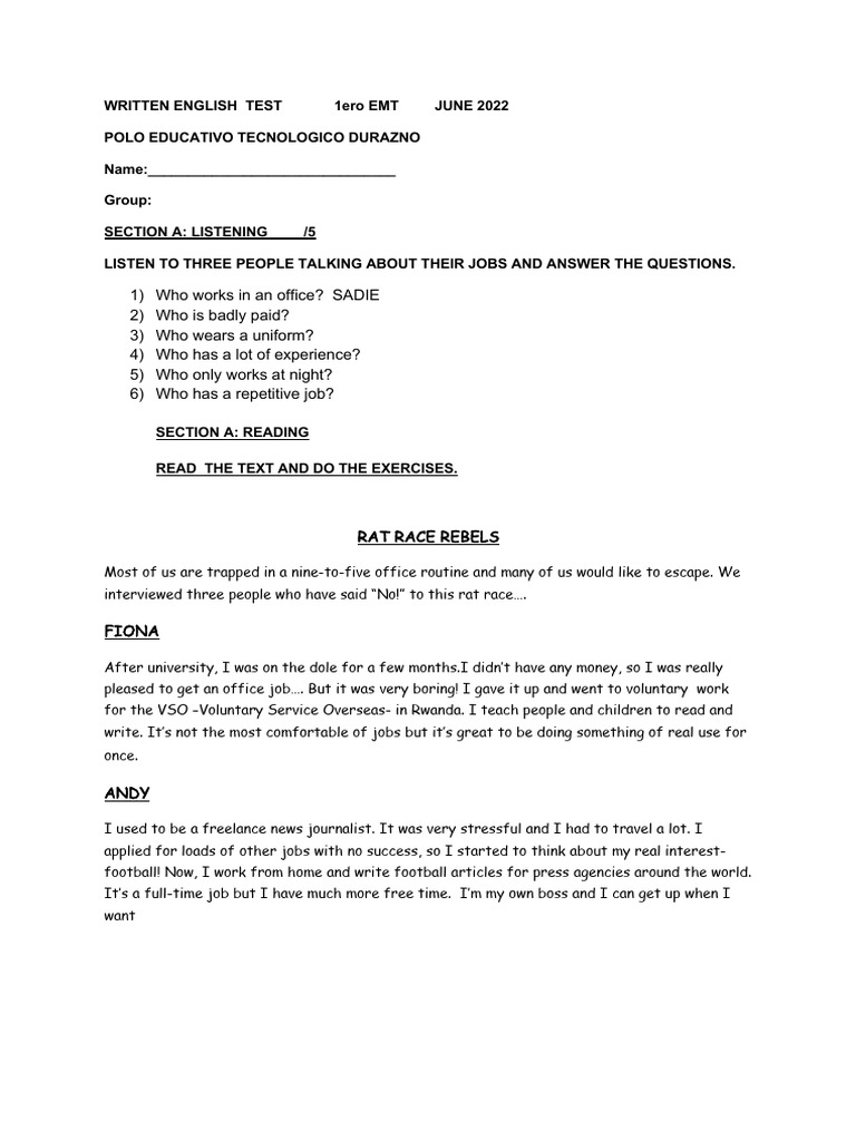 Written English Test June 2022 | PDF
