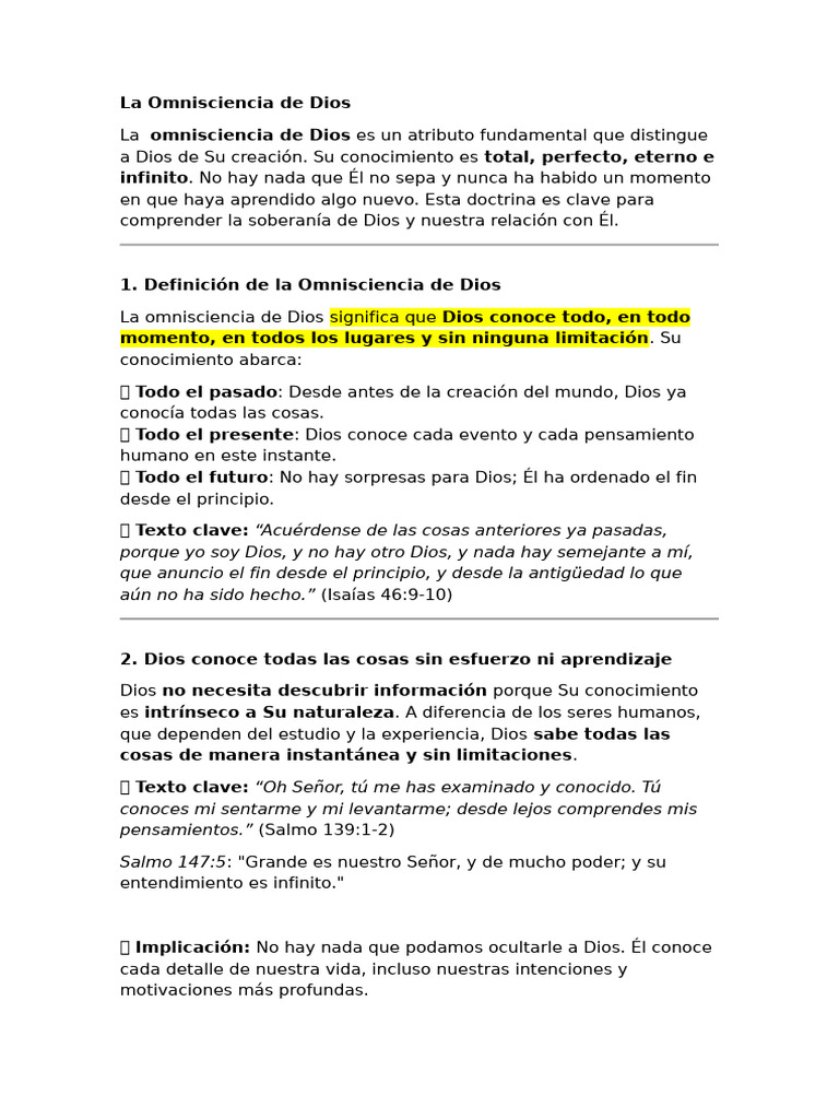 La Omnisciencia de Dios | PDF | Dios | Salvación