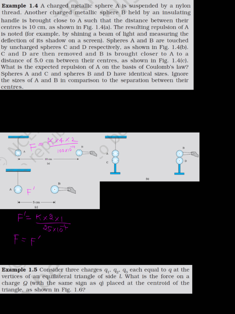 Chapter 1 - Electric Charge and Field Pt.6 Question Solving | PDF