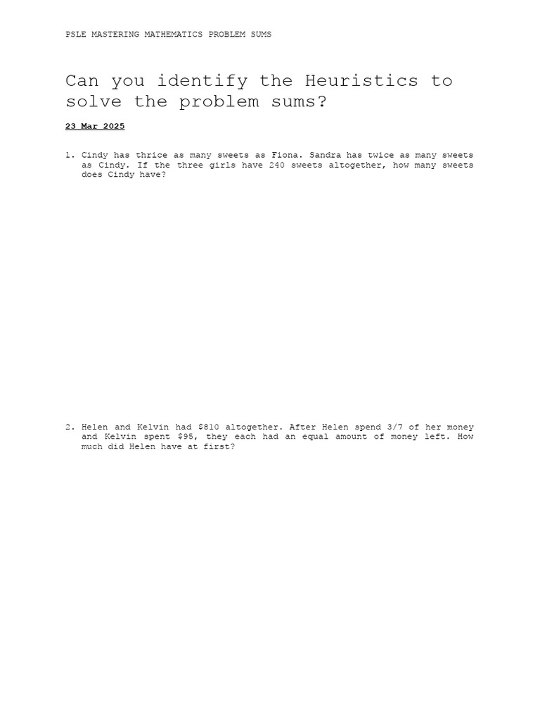 23 Mar PSLE MASTERING MATHEMATICS PROBLEM SUMS | PDF