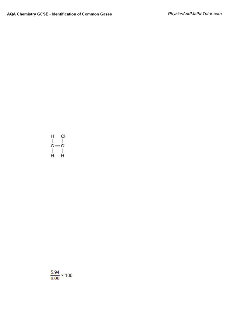 AQA Chemistry GCSE Gas Identification Guide | PDF | Gases | Physical ...
