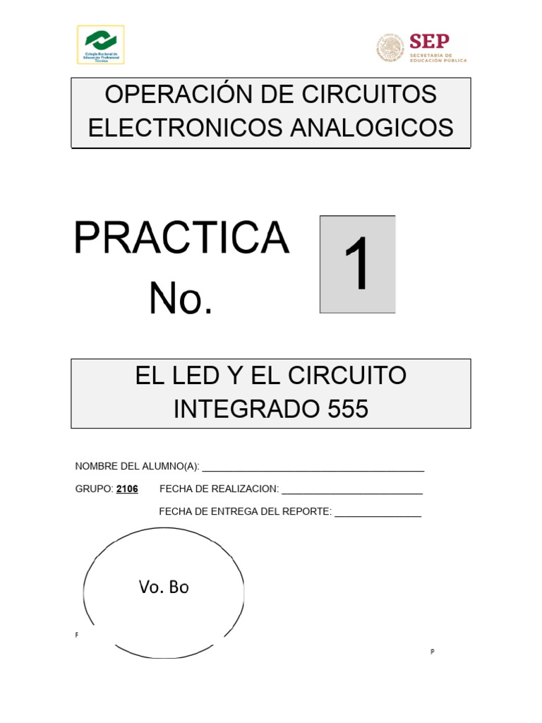 Circuito LED y NE555: Práctica Electrónica | PDF | Diodo emisor de luz ...