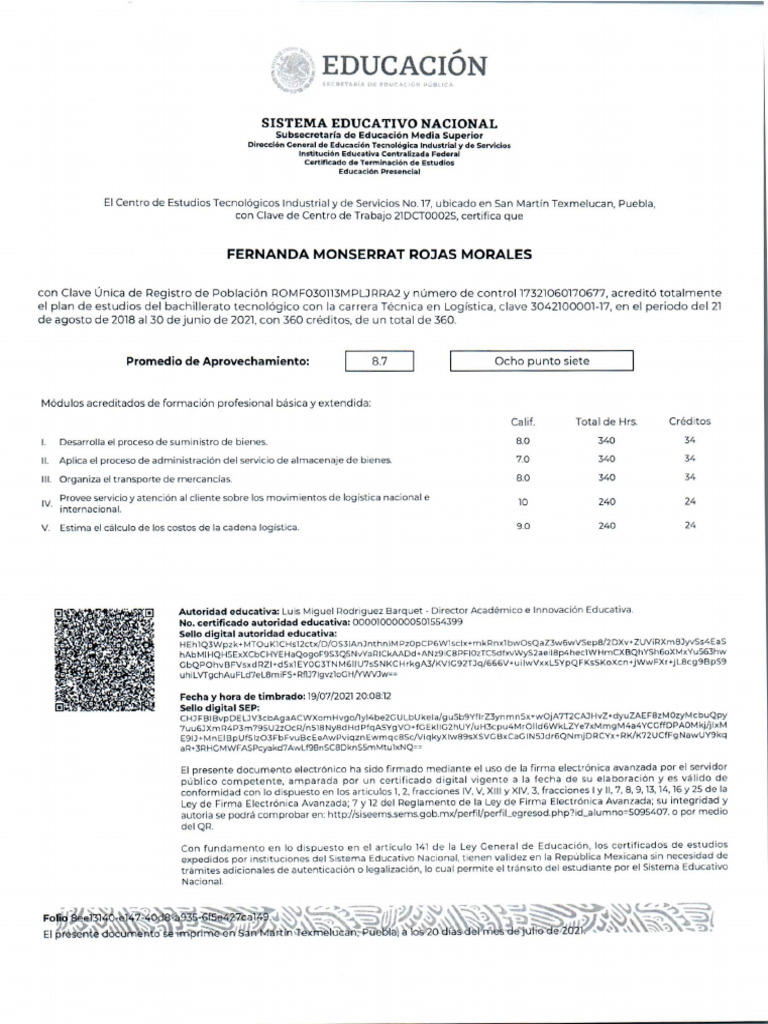 Cba Certificado de Bachillerato Original | PDF