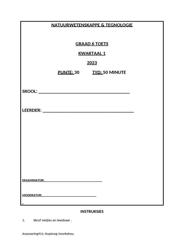 2024 6NWT T1 TOETS | PDF