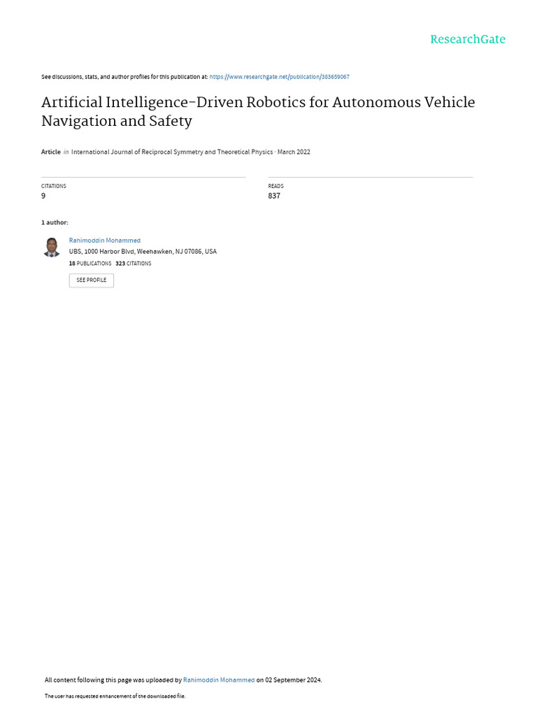 AI Robotics for Autonomous Vehicle Safety | PDF | Artificial ...